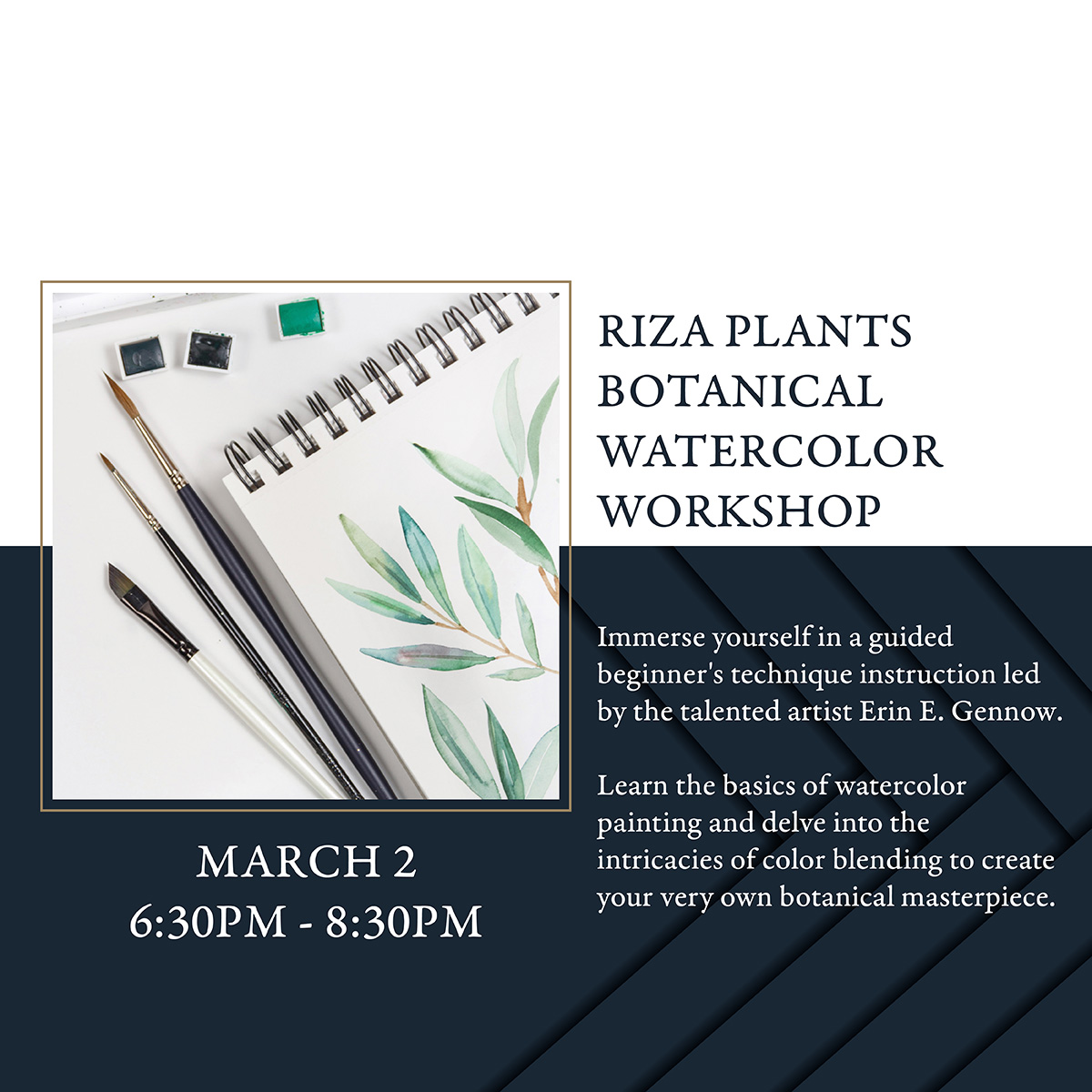 Riza Plants Botanical Watercolor Workshop - First Street Napa