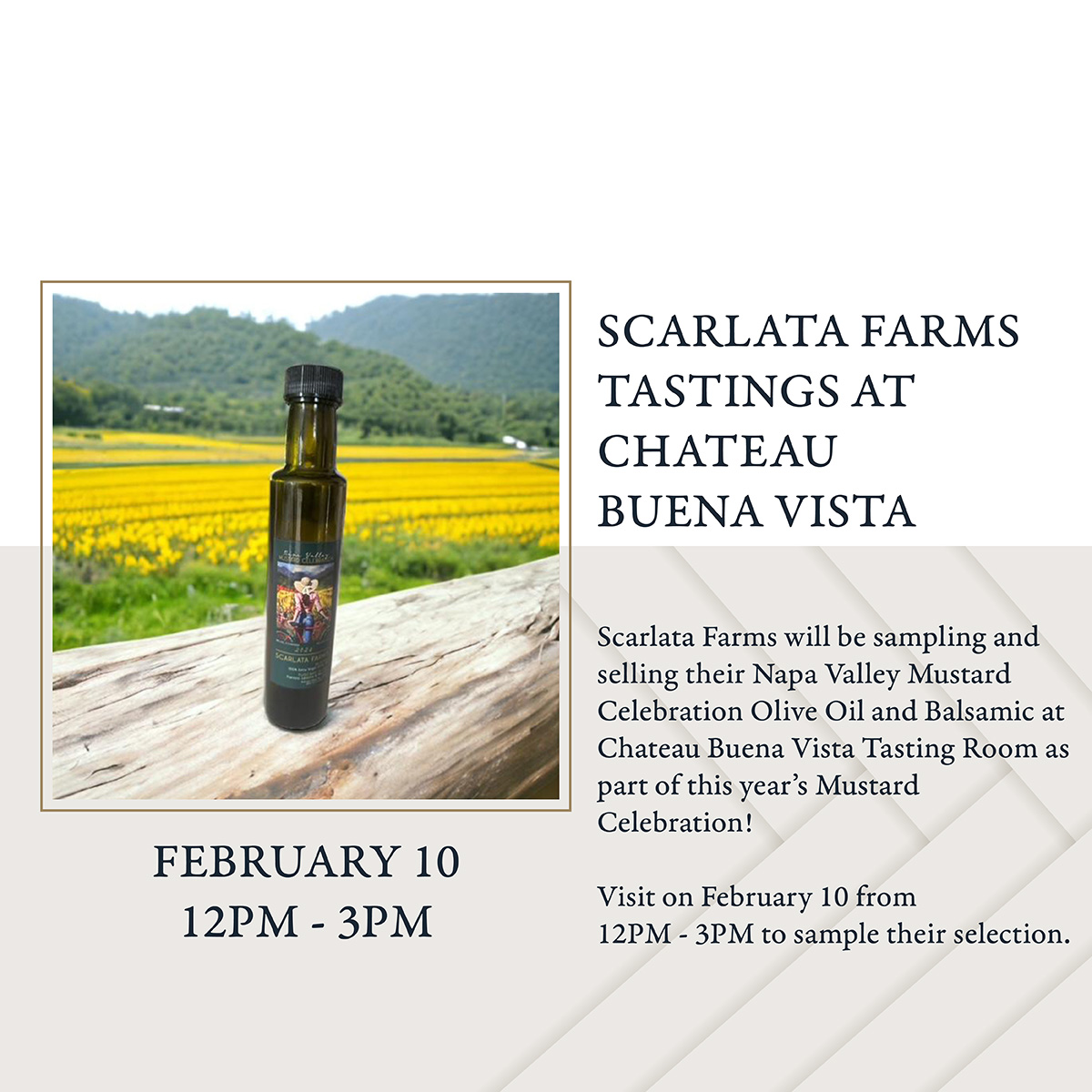 Scarlata Farms Tastings at Chateau Buena Vista - First Street Napa